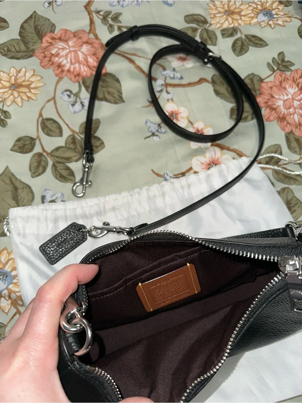 Coach | Bags | Coach Teri Shoulder Crossbody Bag Black Pebbled Leather ...